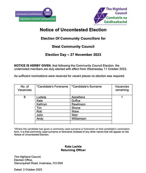 Sleat Community Council | Welcome