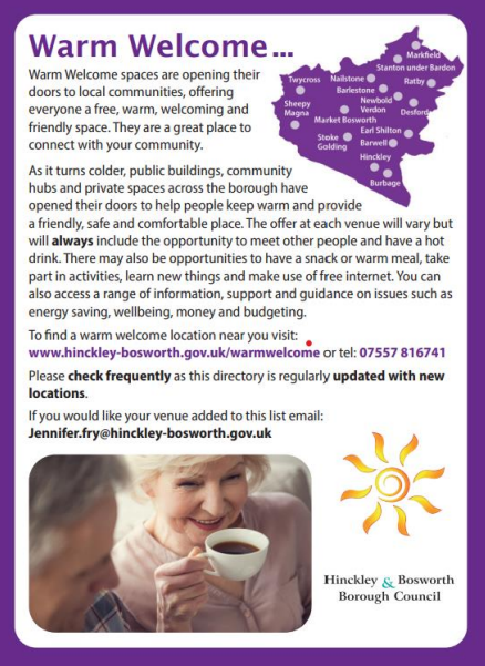 Stanton-under-Bardon Parish Council | News | Warm Welcome Grants