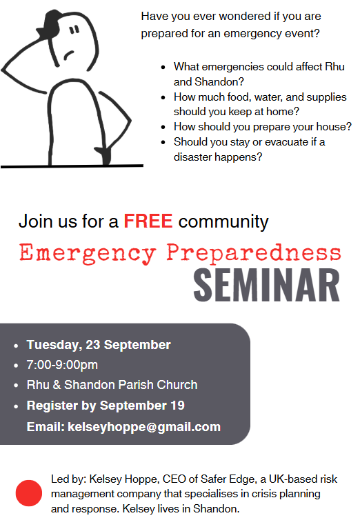 Rhu and Shandon Community Council | News | Emergency Preparedness Seminar